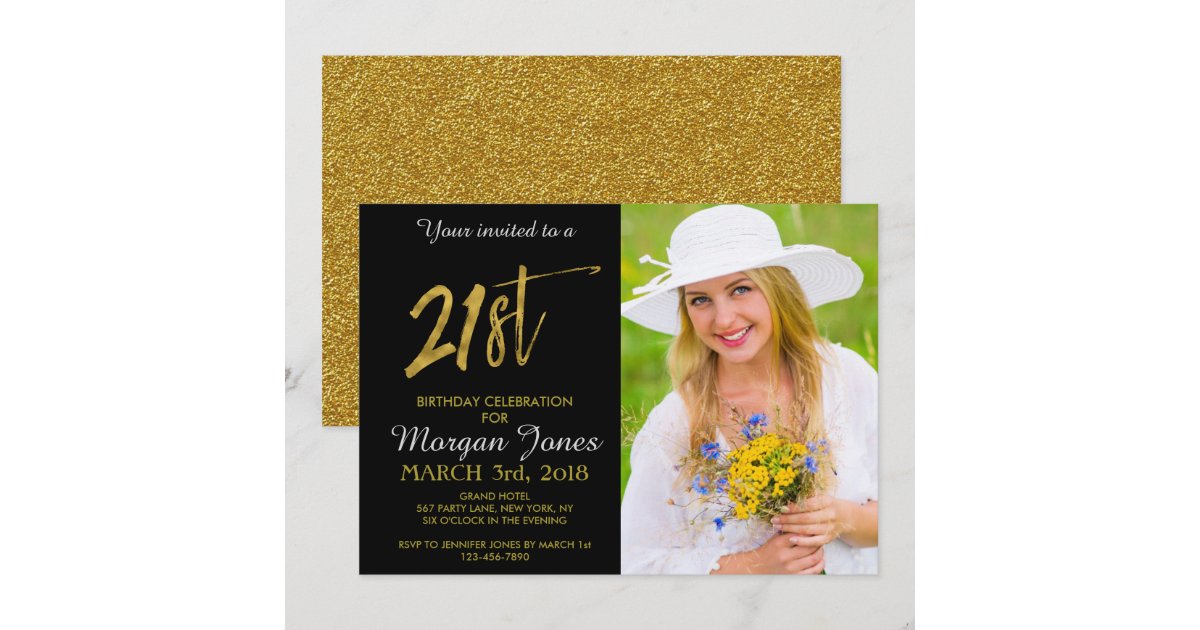 Twenty First Gold Foil Birthday Invitation | Zazzle