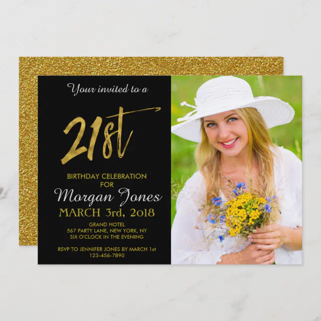 Twenty First Gold Foil Birthday Invitation | Zazzle