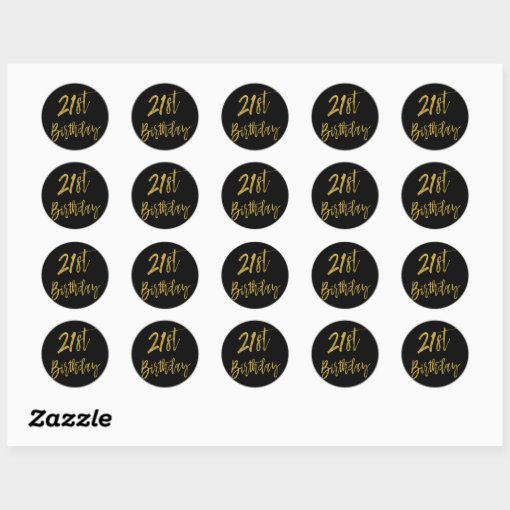 Twenty First Gold Foil Birthday Sticker | Zazzle