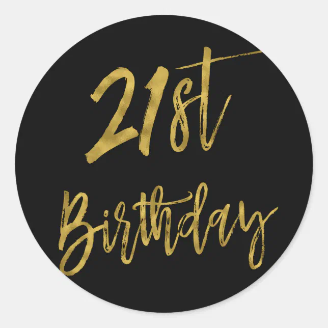 Twenty First Gold Foil Birthday Sticker | Zazzle