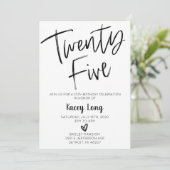 Twenty Five 25th Minimalist Birthday Invitation | Zazzle