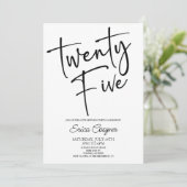 Twenty Five Minimal Elegant 25th Birthday Party Invitation | Zazzle