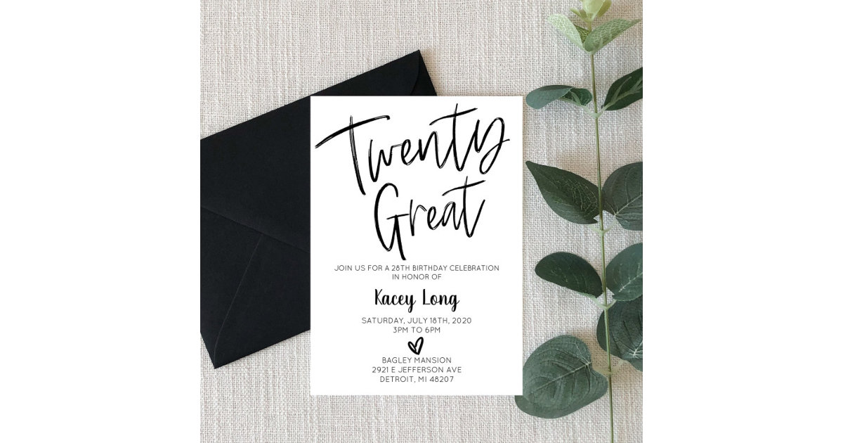 Twenty Great 28th Twenty Eighth Birthday Invitation | Zazzle