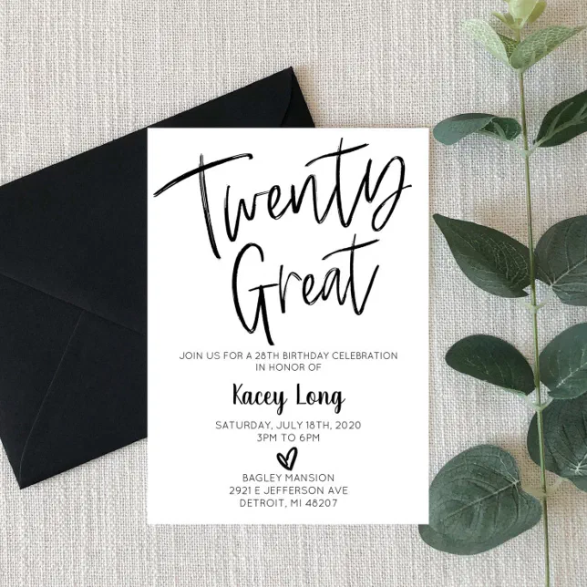 Twenty Great 28th Twenty Eighth Birthday Invitation | Zazzle