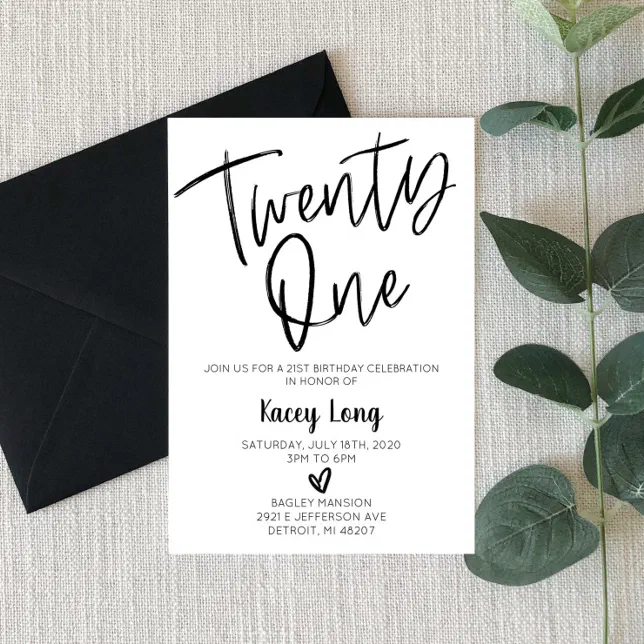Twenty One 21st Birthday Invitation | Zazzle