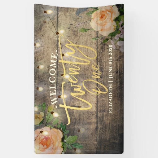 Twenty One Birthday Party Wood Flower String Light Banner | Zazzle