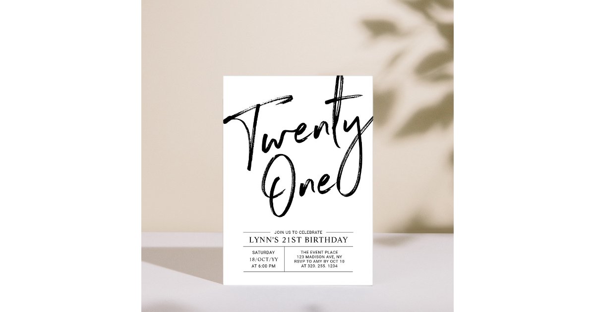 Twenty one | Modern 21st Birthday Party Invitation | Zazzle
