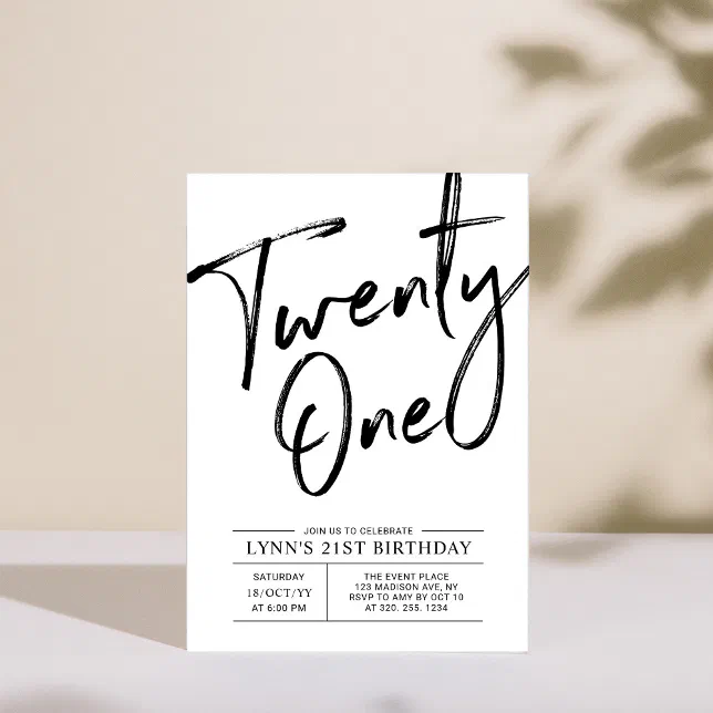 Twenty one | Modern 21st Birthday Party Invitation | Zazzle