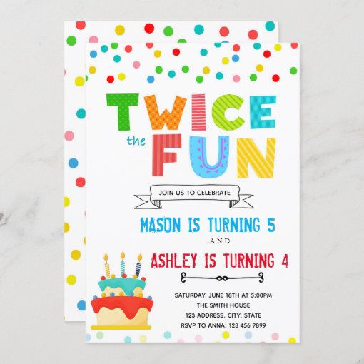 Twice the fun joint birthday card | Zazzle