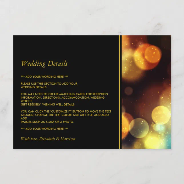 Twilight Bokeh Lights Wedding Detail Enclosure Card | Zazzle