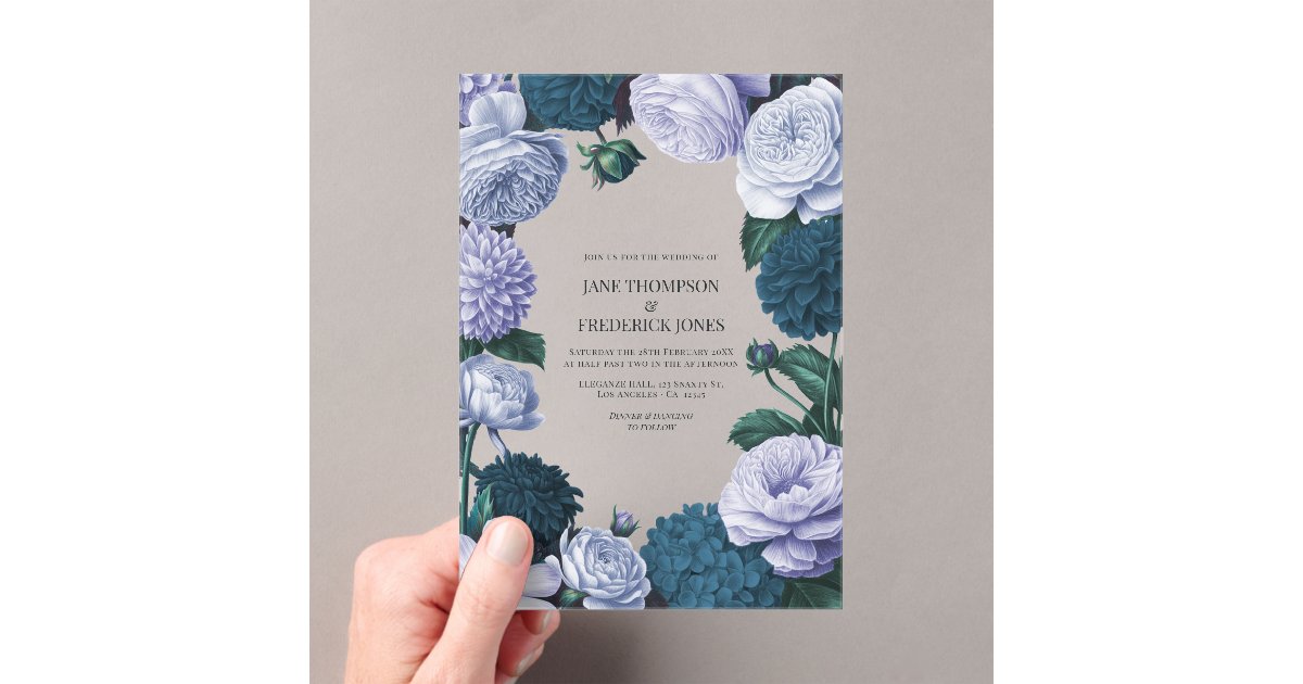 Twilight Navy, Mist Lavender & Silver Periwinkle Acrylic Invitations ...