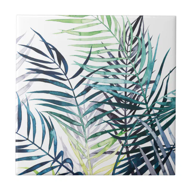 Twilight Palms - Tropical Leaves Ceramic Tile | Zazzle
