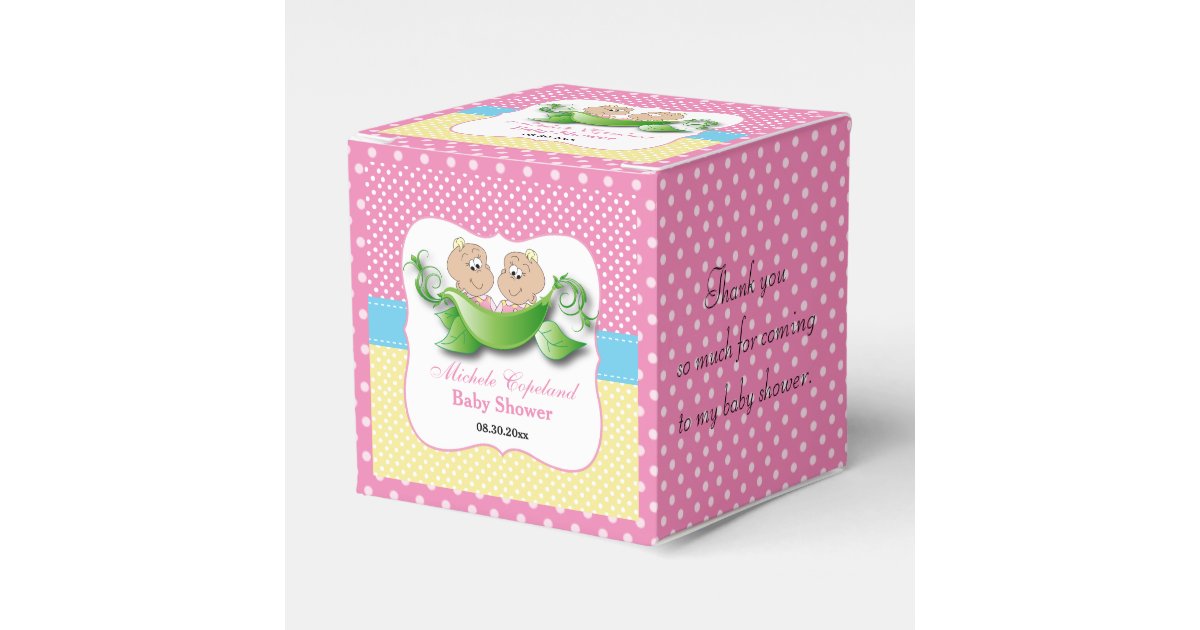 Twin Baby Girl Shower - Two Peas In A Pod Favor Boxes | Zazzle