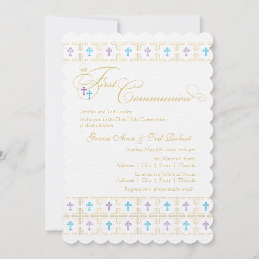 Twin Boy and Girl First Communion Invitation | Zazzle