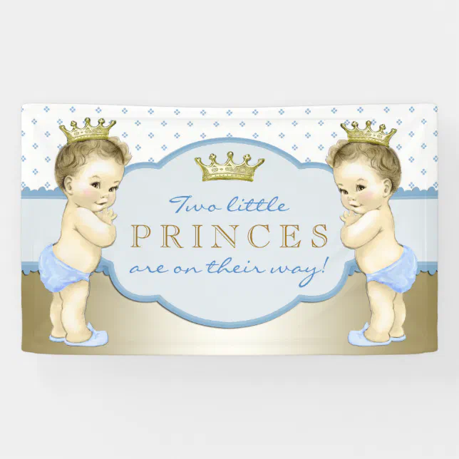 Twin Boy Prince Baby Shower Banner | Zazzle