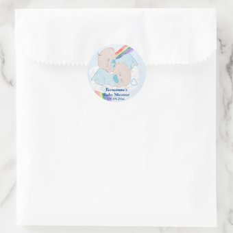 Twin Boys Baby Shower Classic Round Sticker | Zazzle
