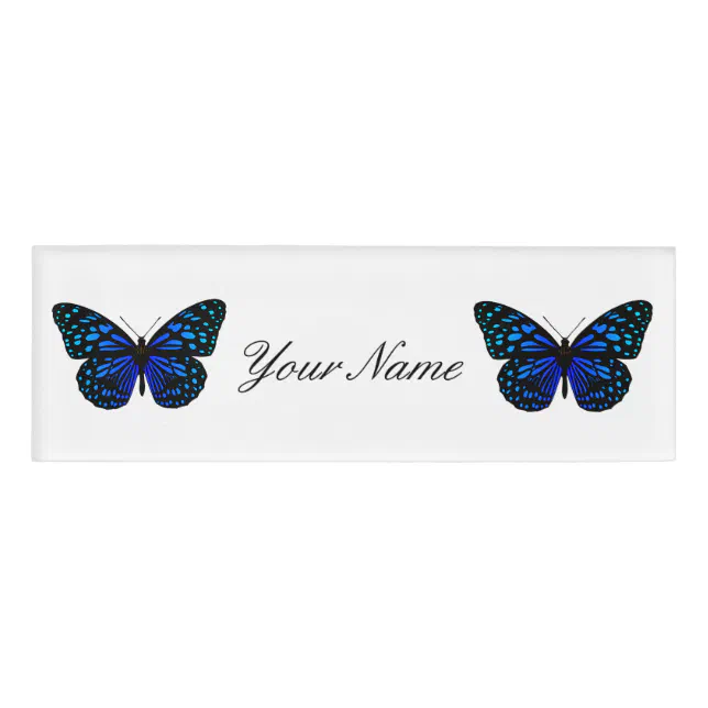 Twin Butterflies Thunder_Cove Name Tag | Zazzle