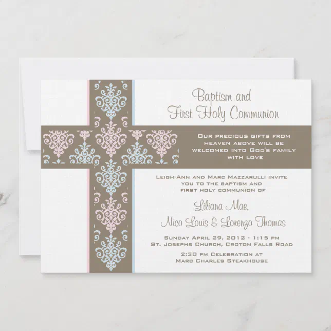 Twin Christening and First Communion Invitation | Zazzle