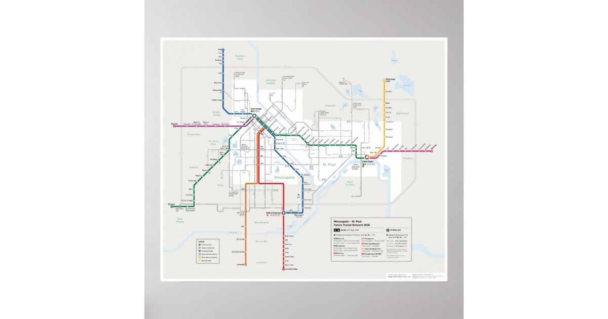 Twin Cities Transit Map (Future) Poster | Zazzle