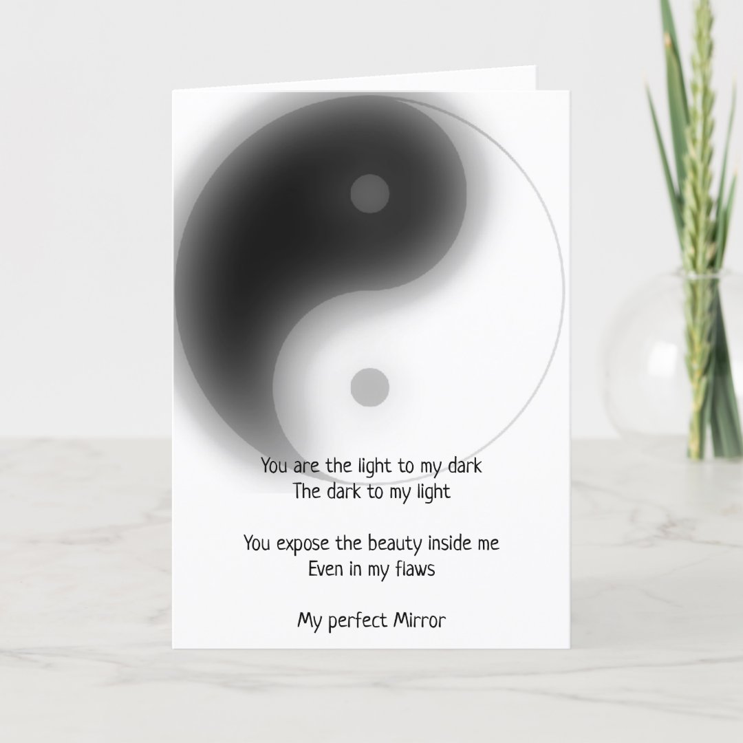 Twin Flame Soulmates My Mirror Yin Yang Poem Holiday Card | Zazzle
