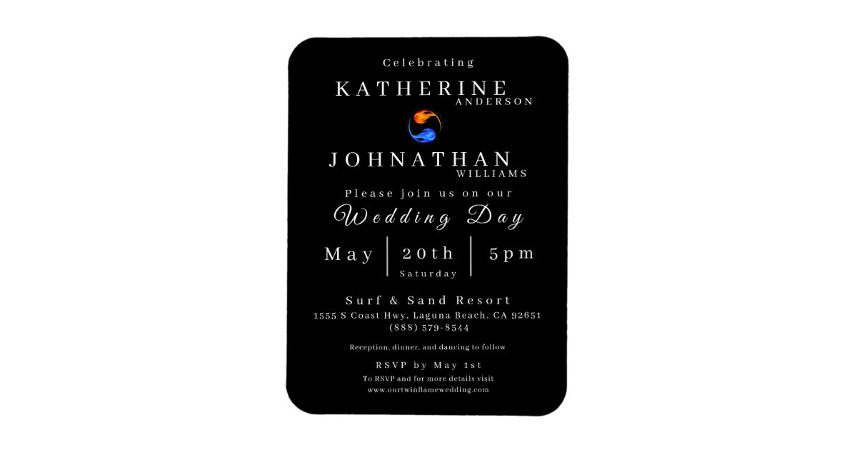Twin Flame Wedding Invitation- Magnet | Zazzle