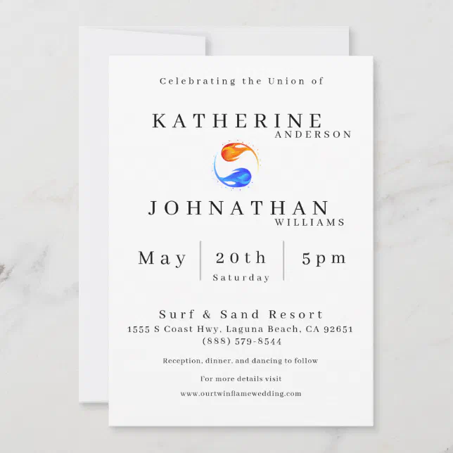 Twin Flame Wedding Theme- Invitation | Zazzle