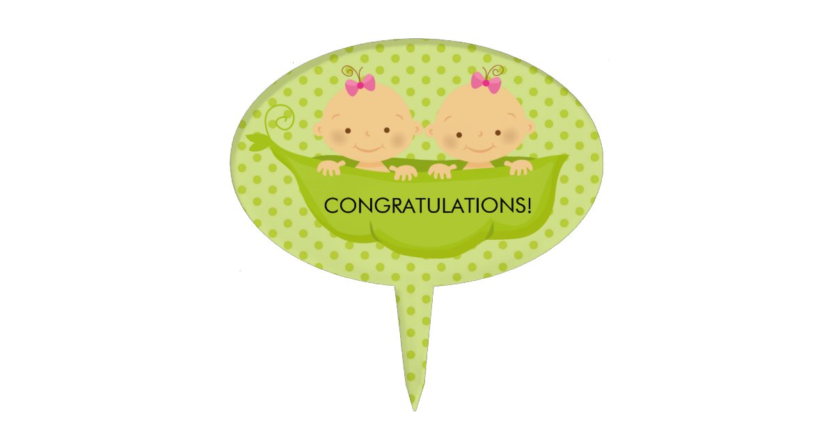 Twin Girls Baby Shower Cake Topper | Zazzle