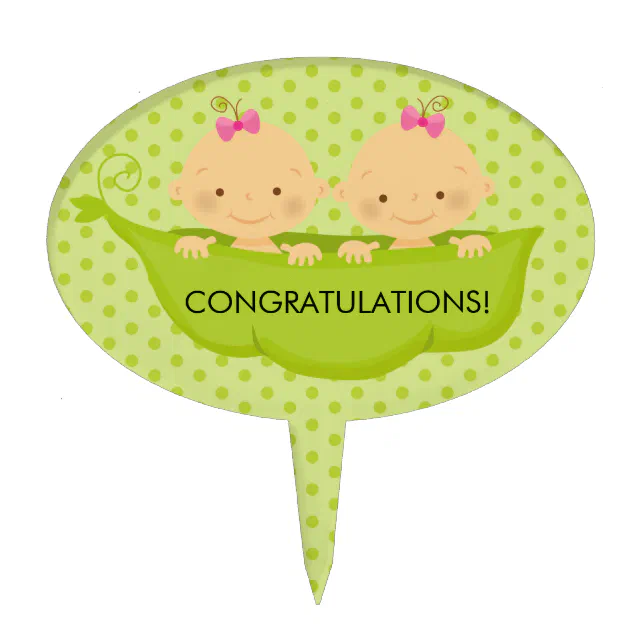 Twin Girls Baby Shower Cake Topper | Zazzle