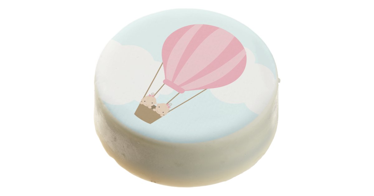 Twin Girls in Hot Air Balloon Baby Shower Chocolate Covered Oreo | Zazzle