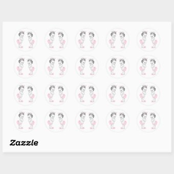 Twin Girls Pink Princess Baby Shower Stickers | Zazzle