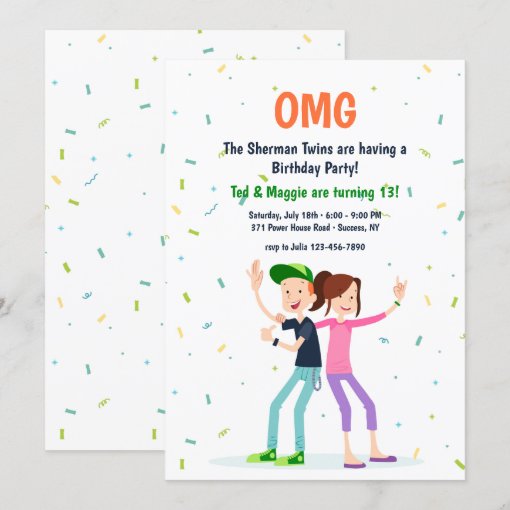 Twin Teens Invitation | Zazzle