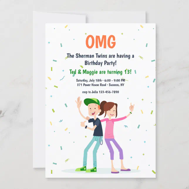 Twin Teens Invitation | Zazzle