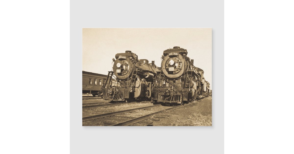 Twin Train Engines Vintage Locomotives Railroad | Zazzle