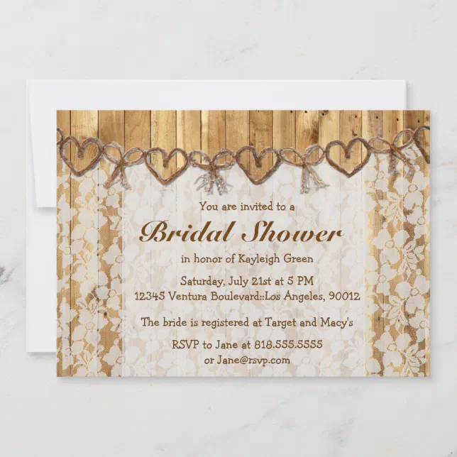 Twine Rustic Lace Wedding Invitation | Zazzle