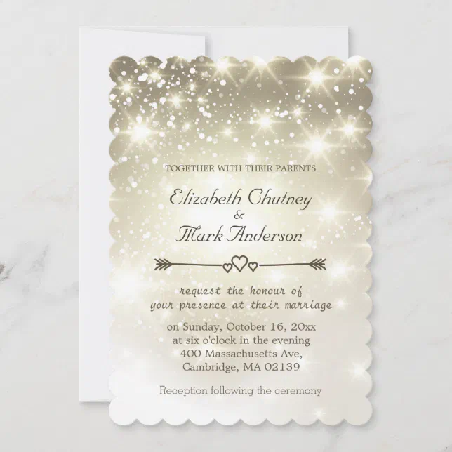 Twinkle Lights Outdoor Wedding Invitation | Zazzle