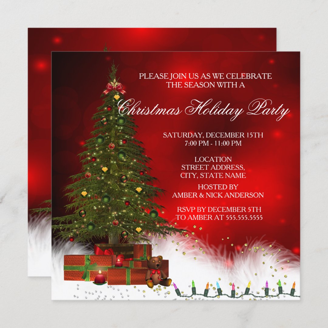 Twinkle Lights Tree Christmas Holiday Party Invitation | Zazzle