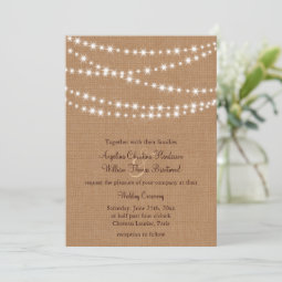 Twinkle Lights Wedding Invitation on Burlap | Zazzle