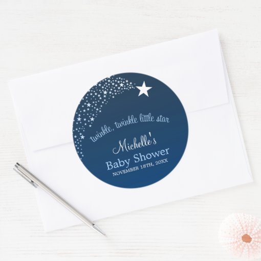 Twinkle Little Shooting Star Baby Shower Classic Round Sticker | Zazzle