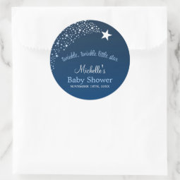 Twinkle Little Shooting Star Baby Shower Classic Round Sticker | Zazzle