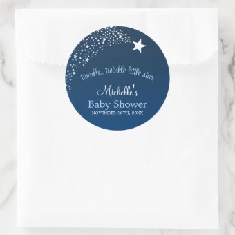 Twinkle Little Shooting Star Baby Shower Classic Round Sticker | Zazzle