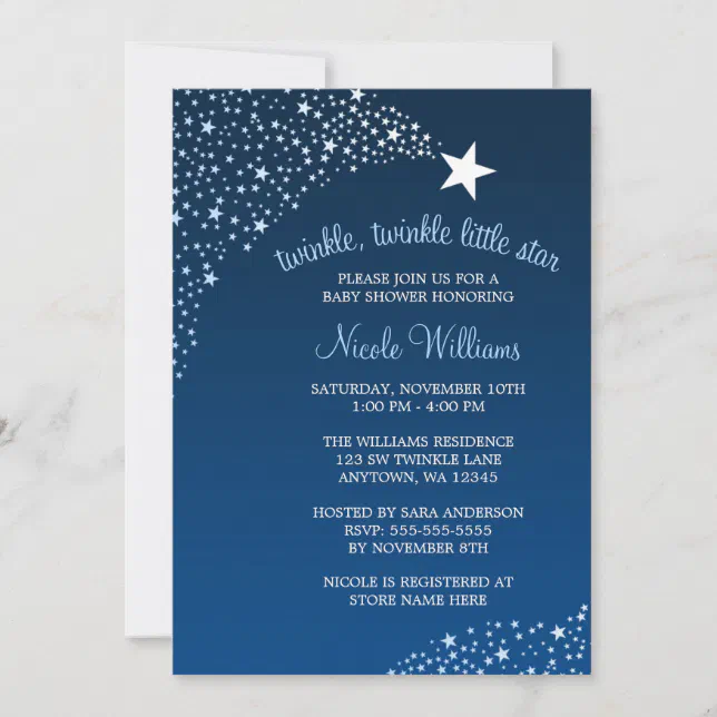 Twinkle Little Shooting Star Baby Shower Invitation | Zazzle
