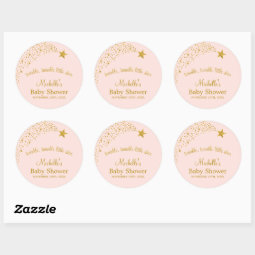 Twinkle Little Shooting Star Pink Gold Baby Shower Classic Round ...