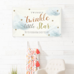 Twinkle Little Star Blue Baby Shower Banner | Zazzle