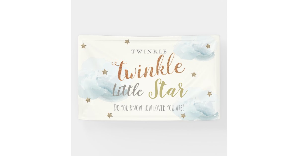 Twinkle Little Star Blue Baby Shower Banner | Zazzle