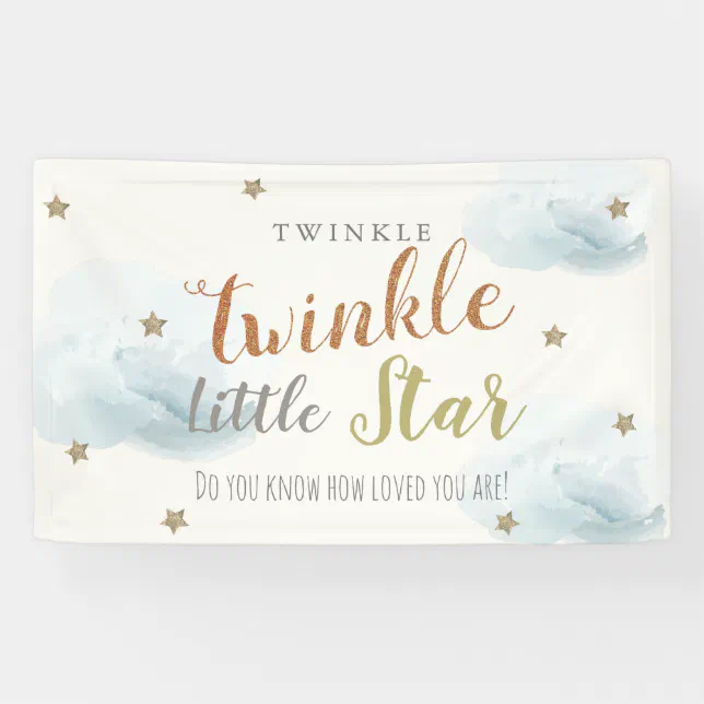 Twinkle Little Star Blue Baby Shower Banner | Zazzle