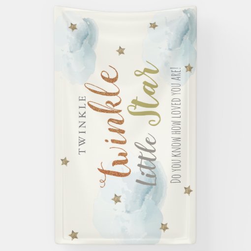 Twinkle Little Star Blue Baby Shower Banner | Zazzle