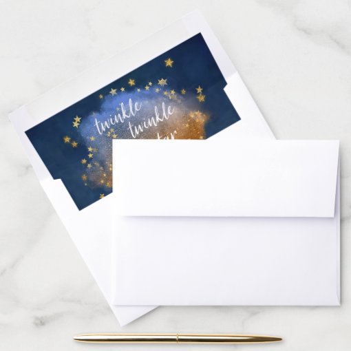 Twinkle Little Star | Blue Copper Gold Baby Shower Envelope Liner | Zazzle