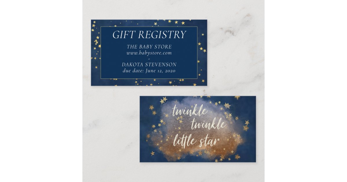 Twinkle Little Star | Blue Copper Gold Registry Enclosure Card | Zazzle