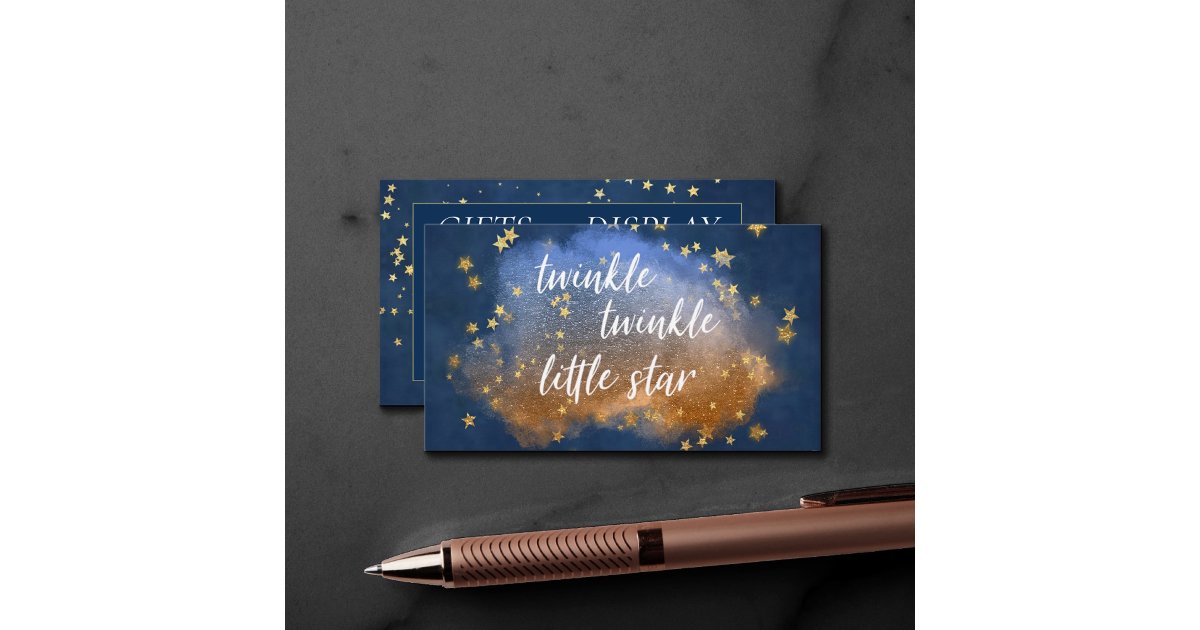 Twinkle Little Star | Blue Gold Brown Gift Display Enclosure Card | Zazzle