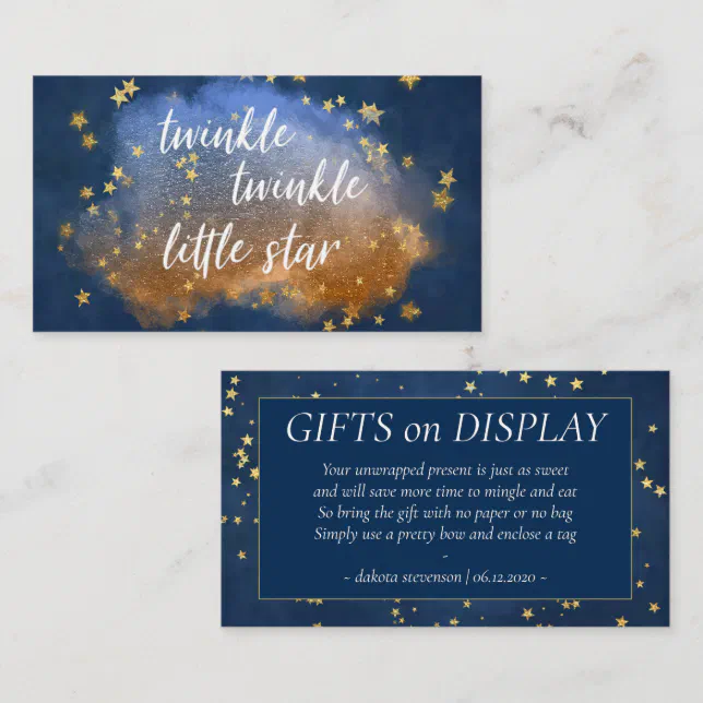 Twinkle Little Star | Blue Gold Brown Gift Display Enclosure Card | Zazzle